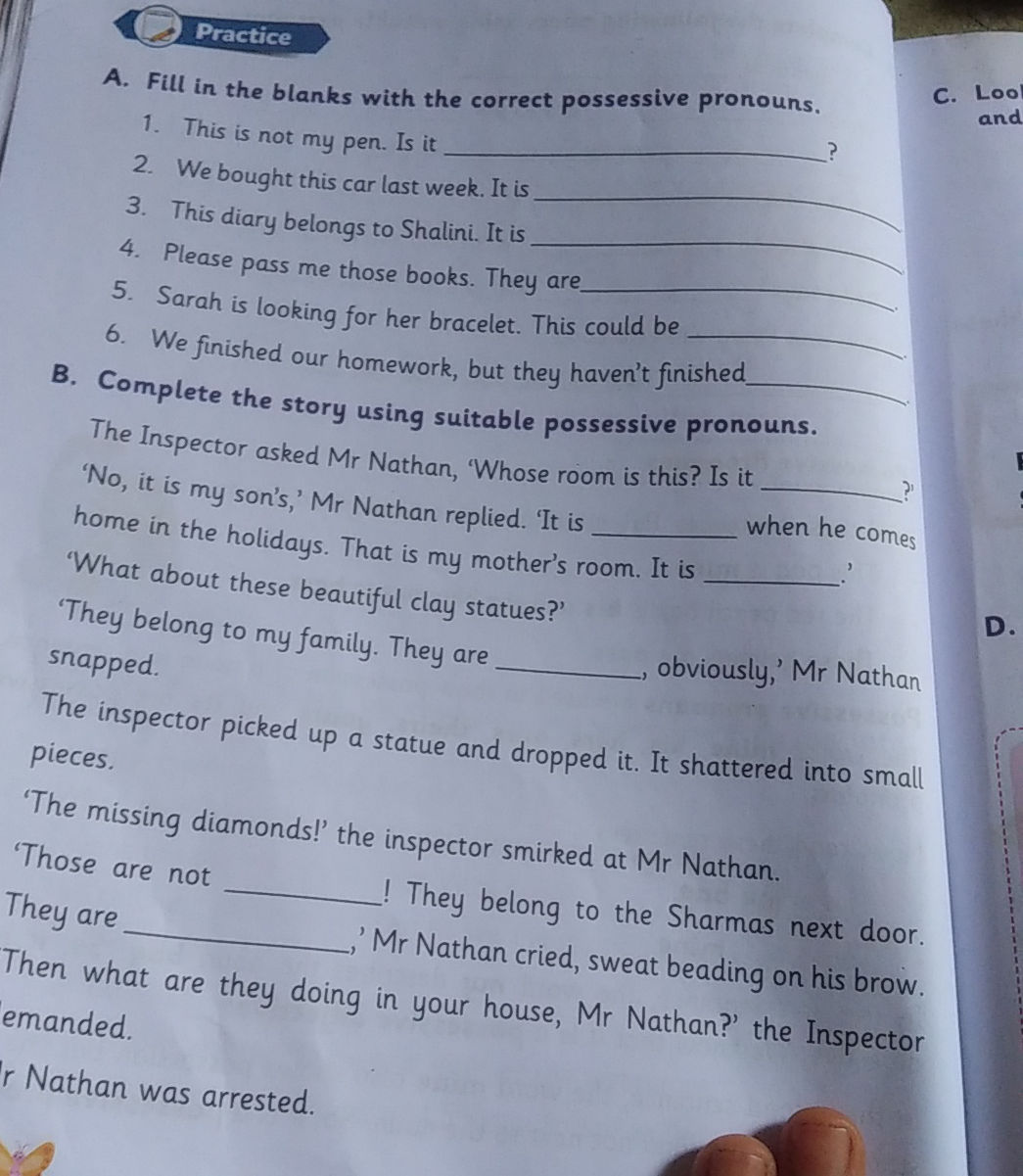 A. Fill in the blanks with the correct | StudyX