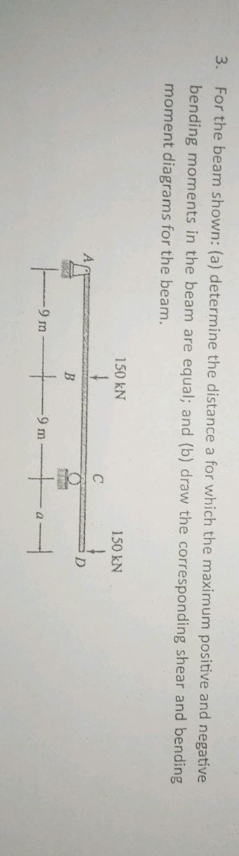 3. For the beam shown: (a) determine the | StudyX