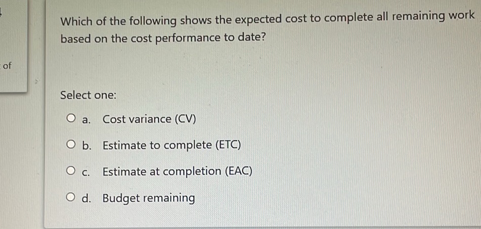 Which of the following shows the expected | StudyX