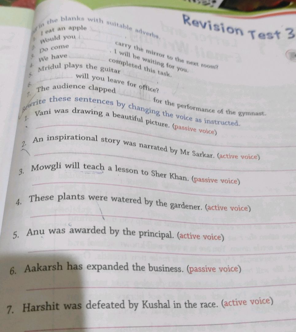 Rewrite these sentences by changing the | StudyX