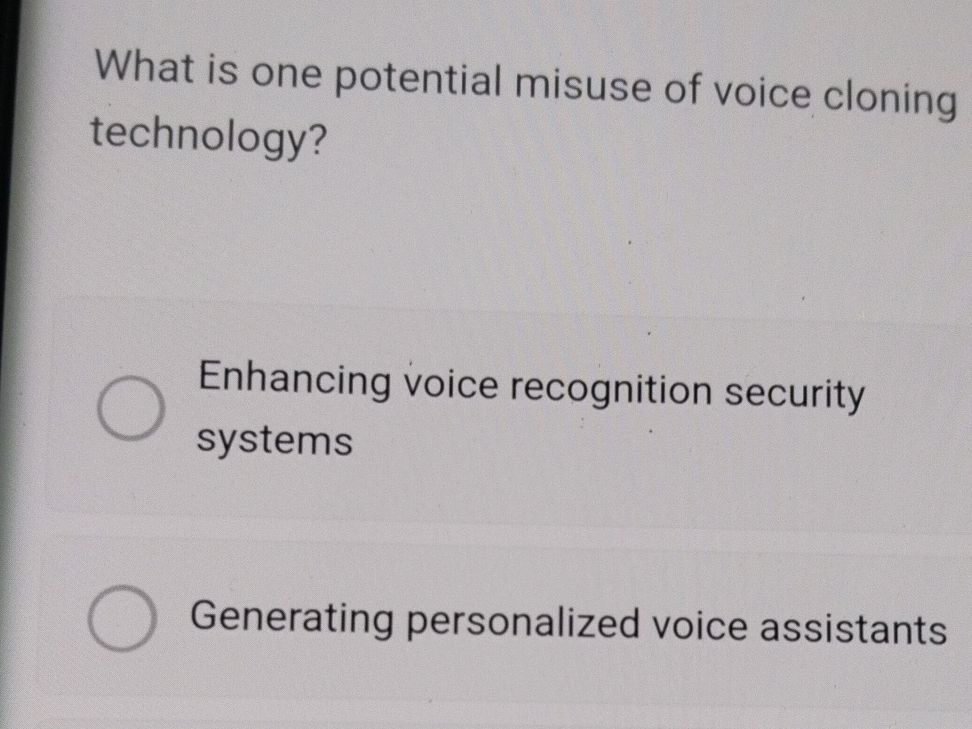 What is one potential misuse of voice | StudyX