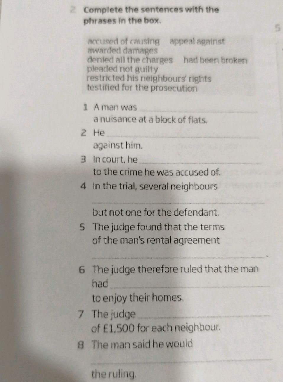 2 Complete the sentences with the phrases in | StudyX