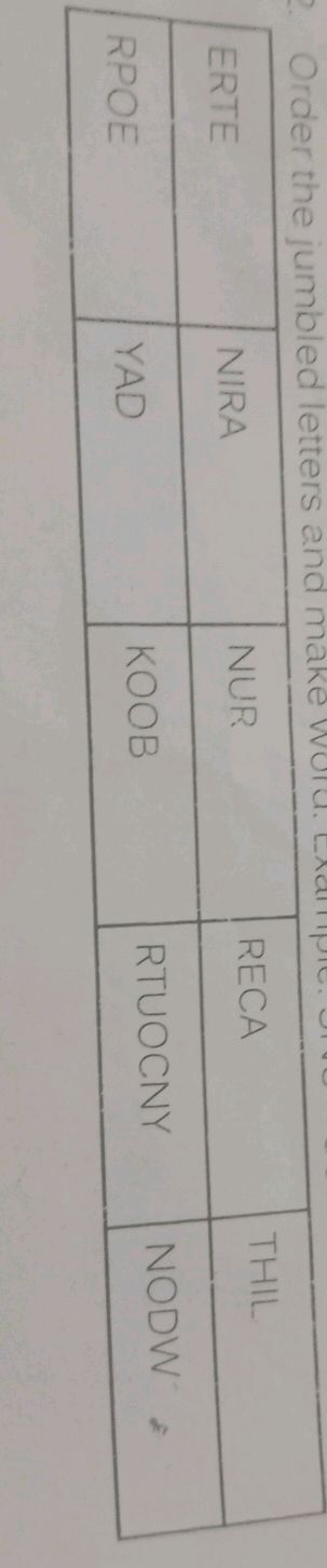 2. Order the jumbled letters and make word. | StudyX