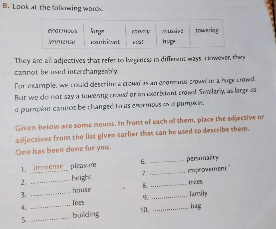 B. Look at the following words. | enormous | StudyX