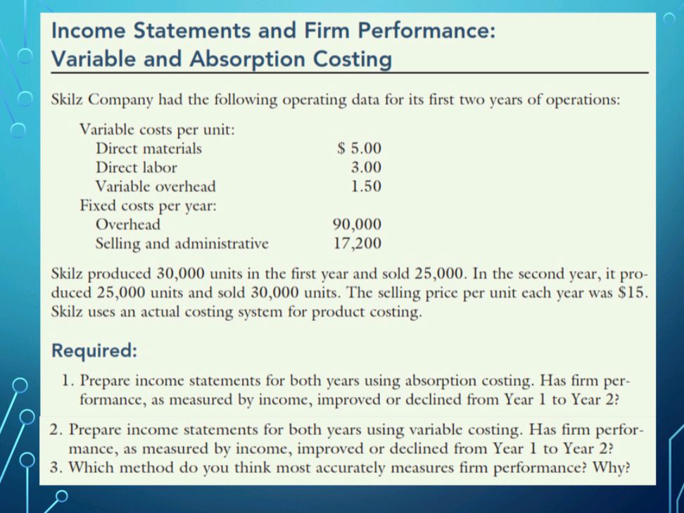 Income Statements and Firm Performance: | StudyX