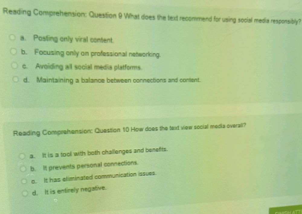 Reading Comprehension: Question 9 What does | StudyX