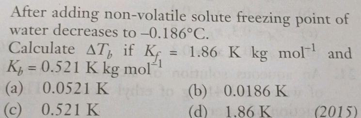 After adding non-volatile solute freezing | StudyX