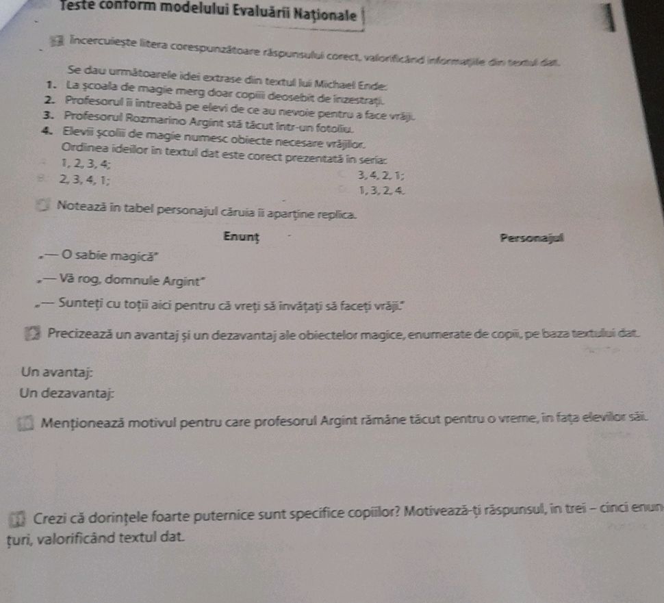 Se dau următoarele idei extrase din textul | StudyX