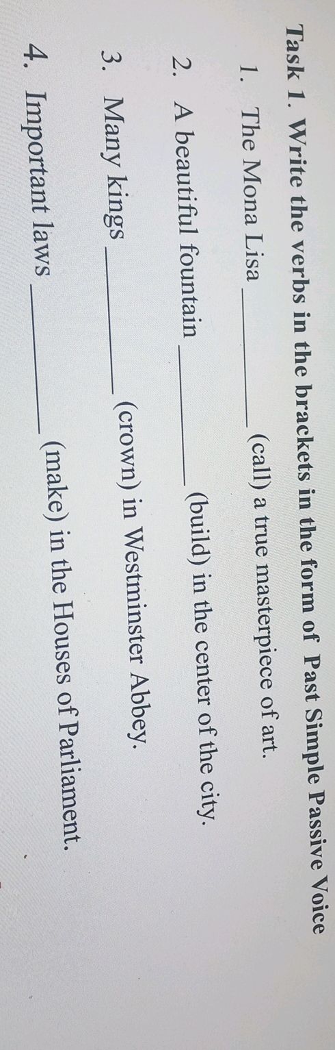 Task 1. Write the verbs in the brackets in | StudyX