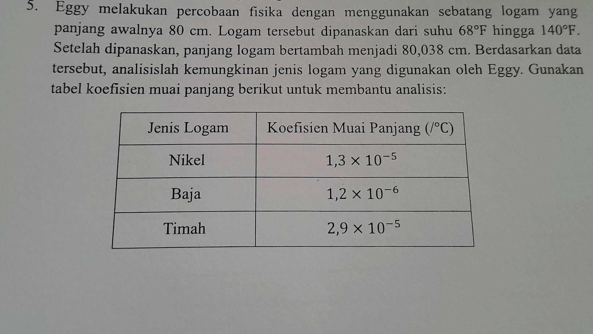 5. Eggy melakukan percobaan fisika dengan | StudyX