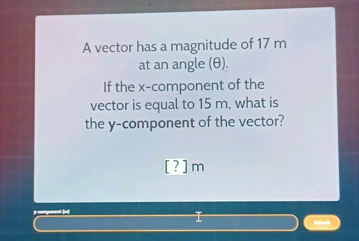 A vector has a magnitude of 17 m at an angle | StudyX