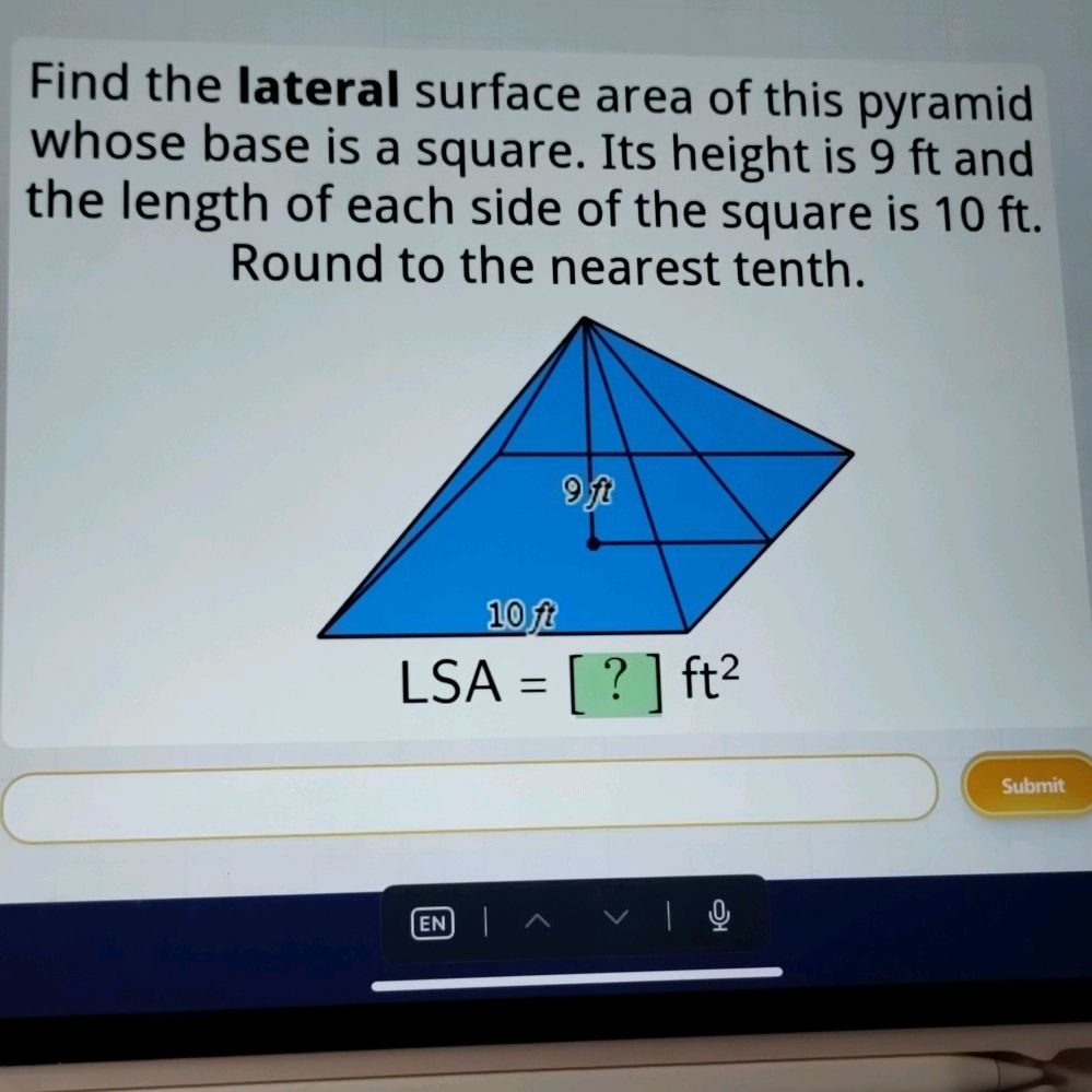 Find the lateral surface area of this | StudyX