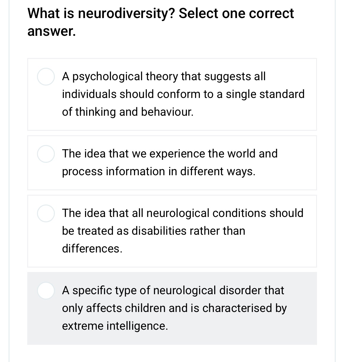 What is neurodiversity? Select one correct | StudyX