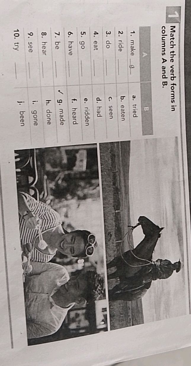 Match the verb forms in columns A and B. A | StudyX