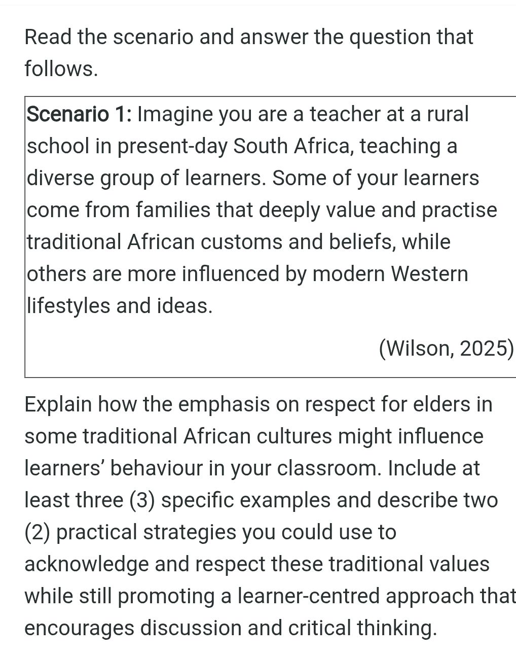 Read the scenario and answer the question | StudyX