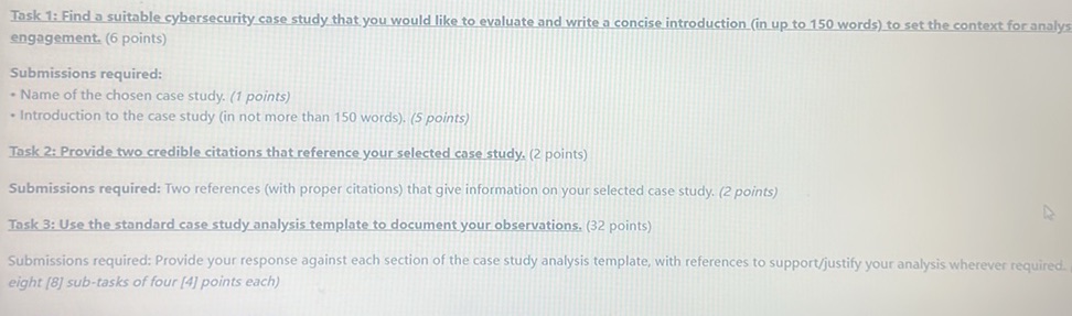 Task 1: Find a suitable cybersecurity case | StudyX