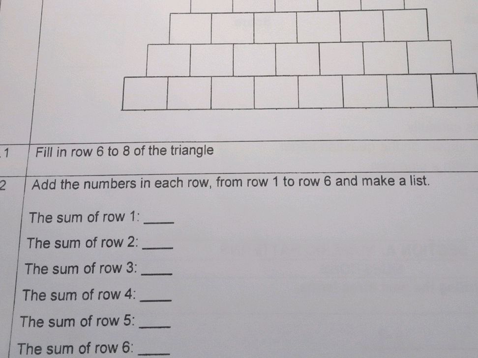 1. Fill in row 6 to 8 of the triangle 2. | StudyX