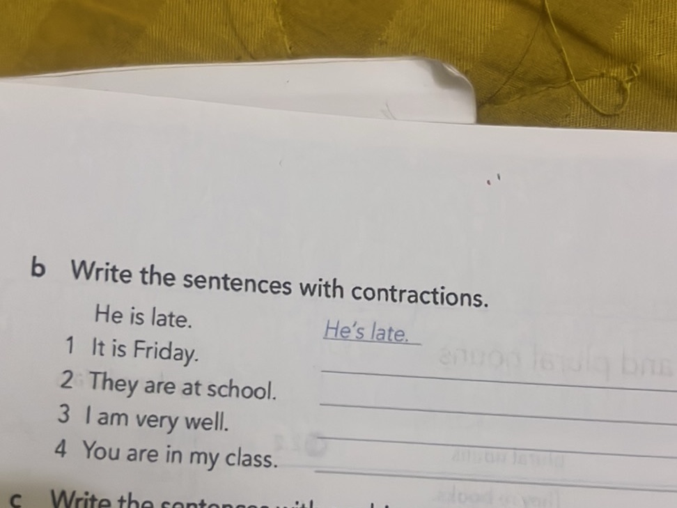 b Write the sentences with contractions. He | StudyX