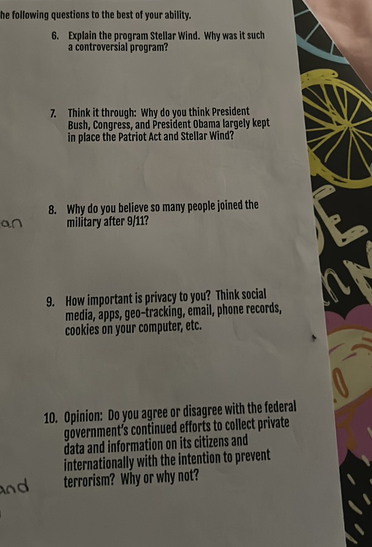 6. Explain the program Stellar Wind. Why was | StudyX