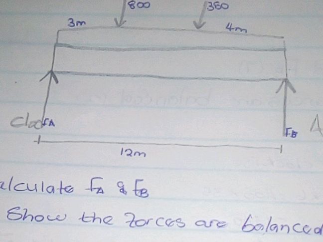 Calculate $F_A$ $F_B$ Show the forces are | StudyX