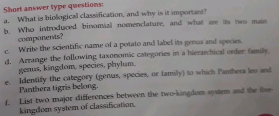 Short answer type questions: a. What is | StudyX
