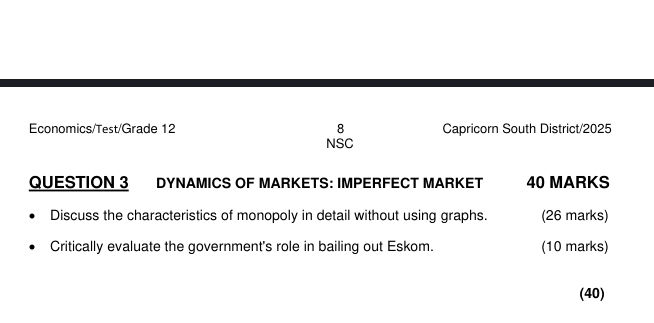 QUESTION 3 DYNAMICS OF MARKETS: IMPERFECT | StudyX