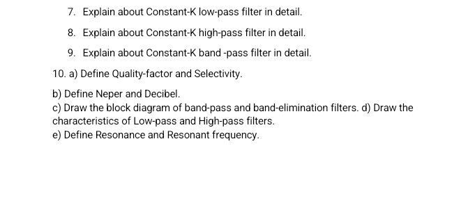7. Explain about Constant-K low-pass filter | StudyX