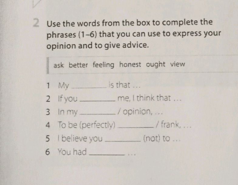 2 Use the words from the box to complete the | StudyX