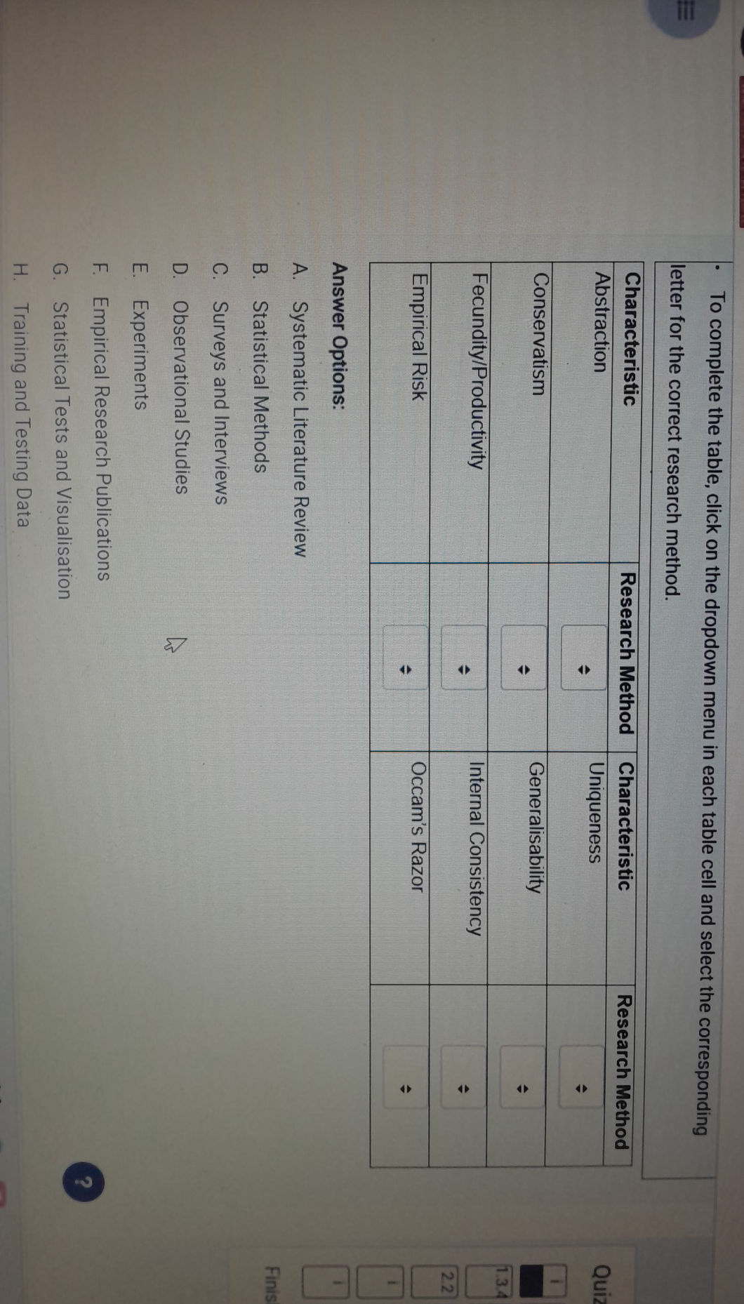 To complete the table, click on the dropdown | StudyX
