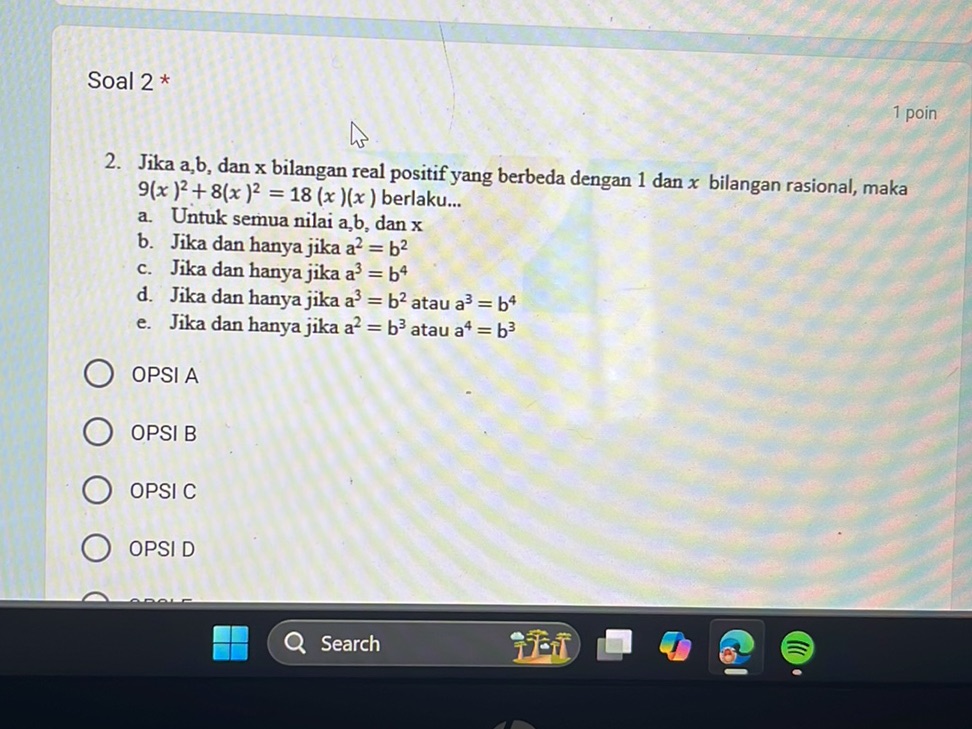 2. Jika a, b, dan x bilangan real positif | StudyX