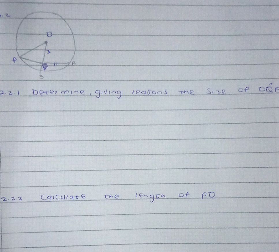 2. 2.1 Determine, giving reasons the size | StudyX