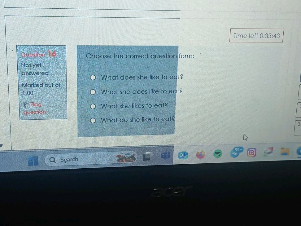 Choose the correct question form: What does | StudyX