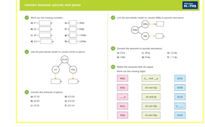 1. Work out the missing numbers. a) £1 = _ | StudyX