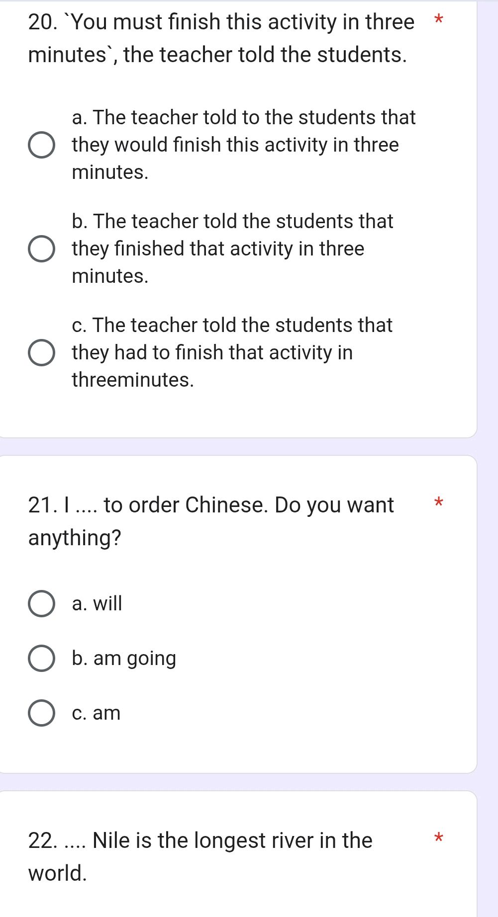 20. `You must finish this activity in three | StudyX