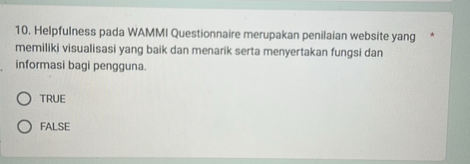 10. Helpfulness pada WAMMI Questionnaire | StudyX