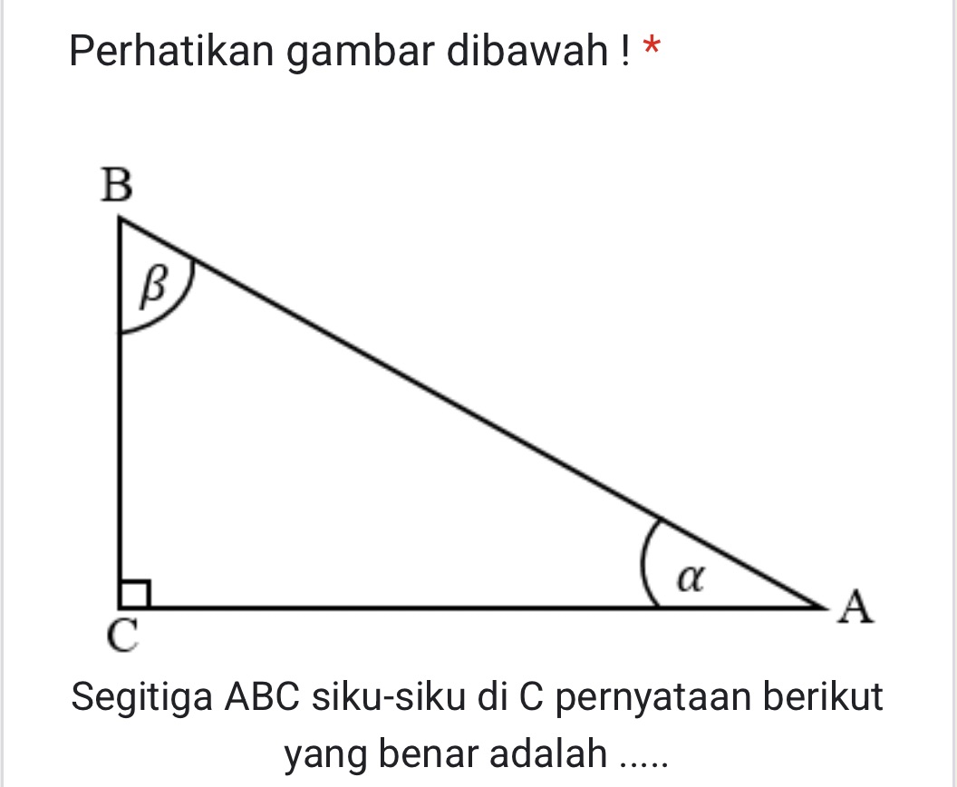 Perhatikan gambar dibawah !* Segitiga ABC | StudyX