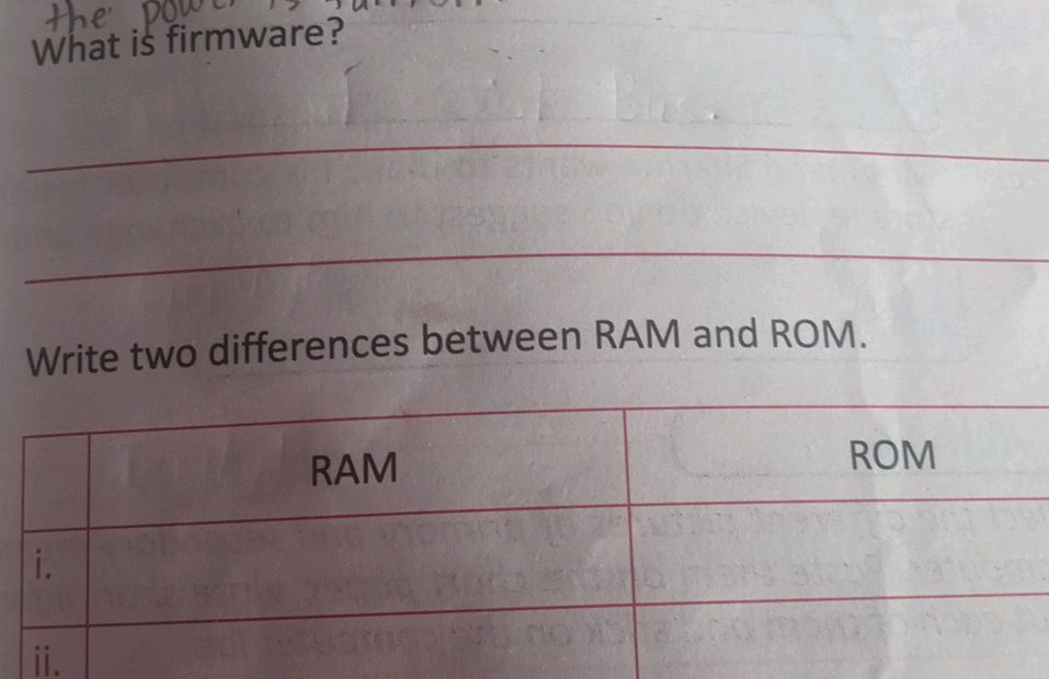 What is firmware? Write two differences | StudyX