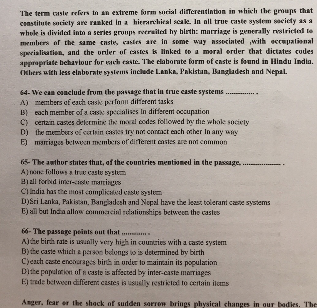 64- We can conclude from the passage that in | StudyX