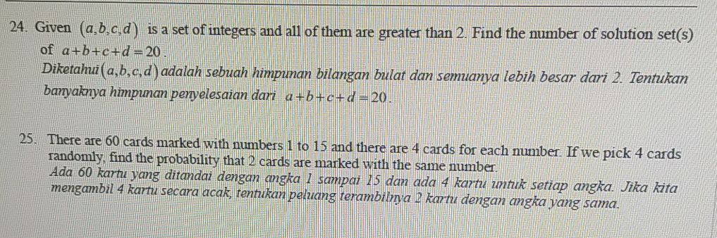 24. Given (a,b,c,d) is a set of integers and | StudyX