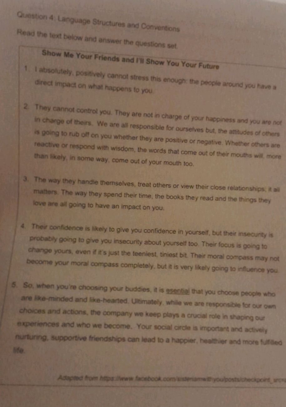 Question 4: Language Structures and | StudyX