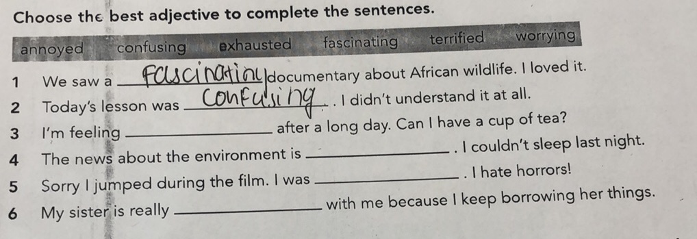 Choose the best adjective to complete the | StudyX