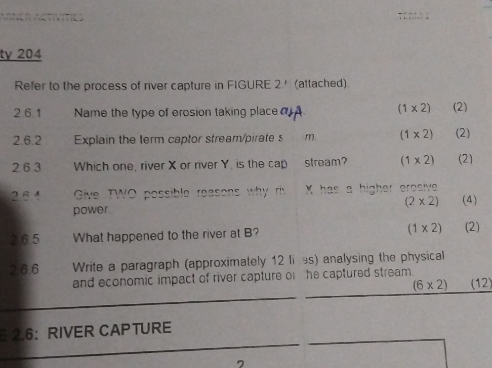 Refer to the process of river capture in | StudyX