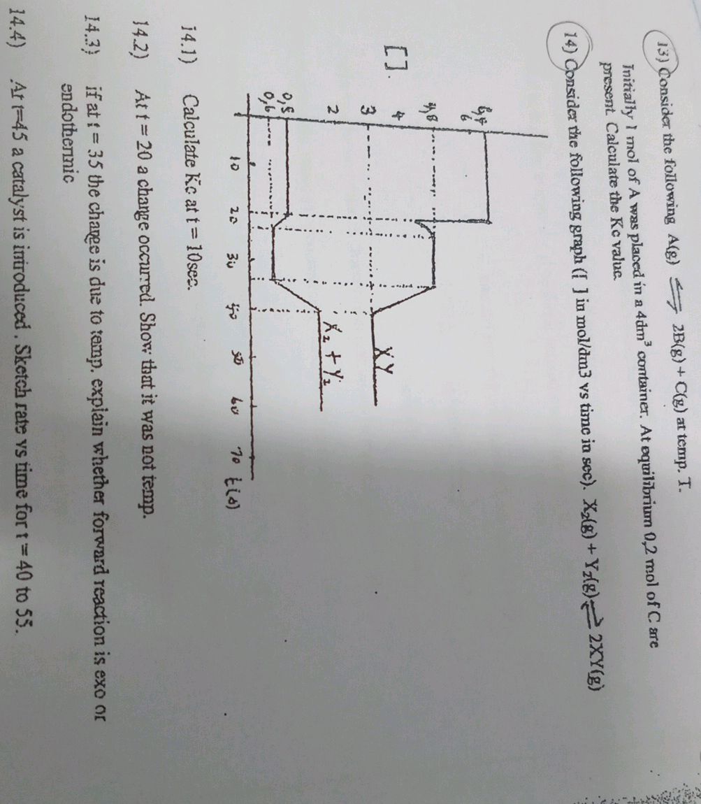 13) Consider the following $A(g) 2B(g) + | StudyX