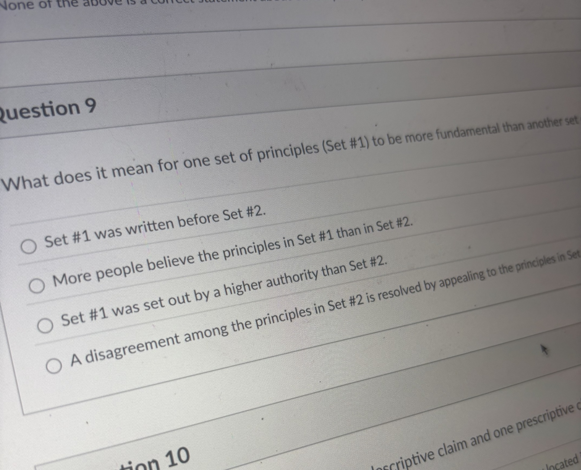 What does it mean for one set of principles | StudyX