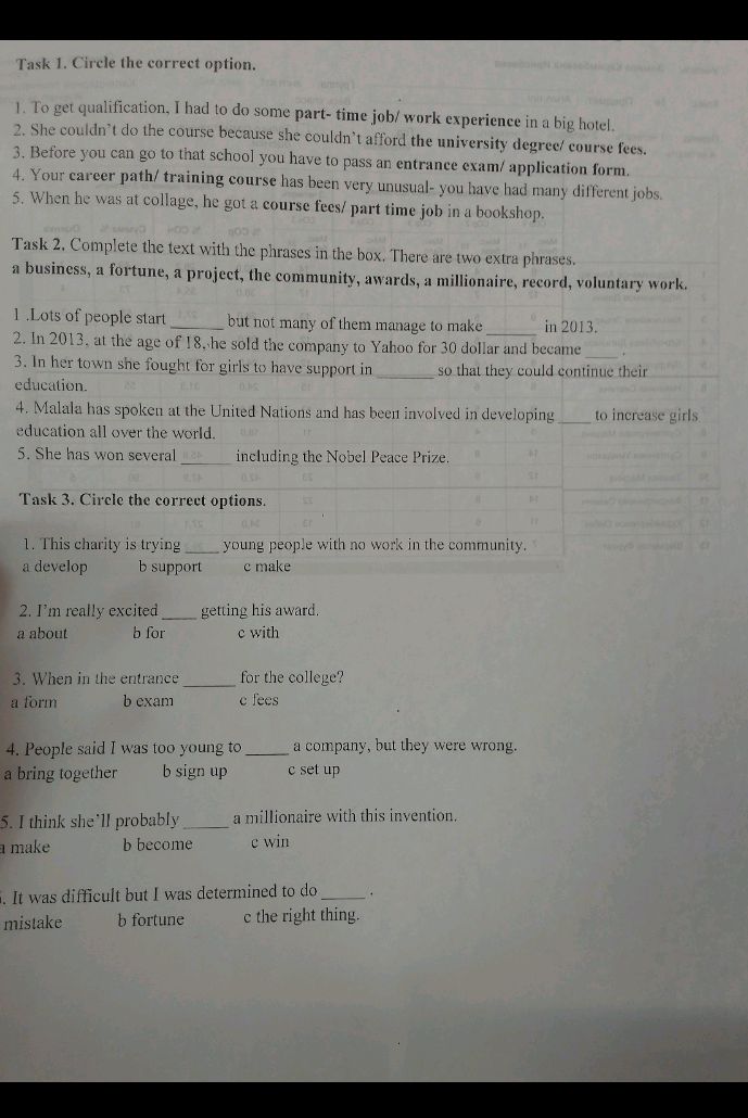 Task 1. Circle the correct option. 1. To | StudyX