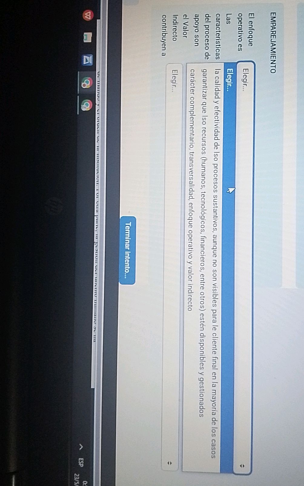 EMPAREJAMIENTO El enfoque operativo es