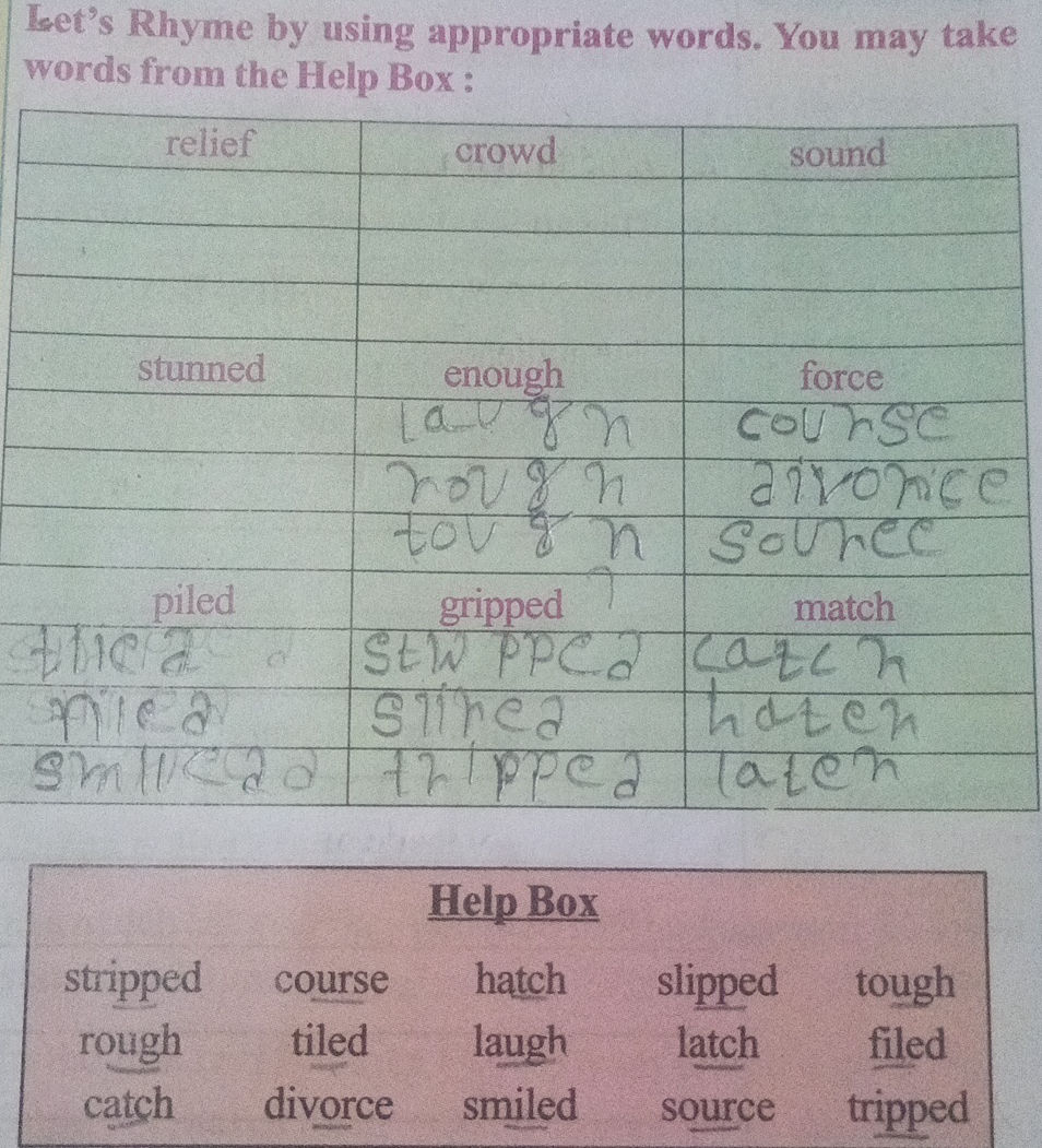 Let's Rhyme by using appropriate words. You | StudyX