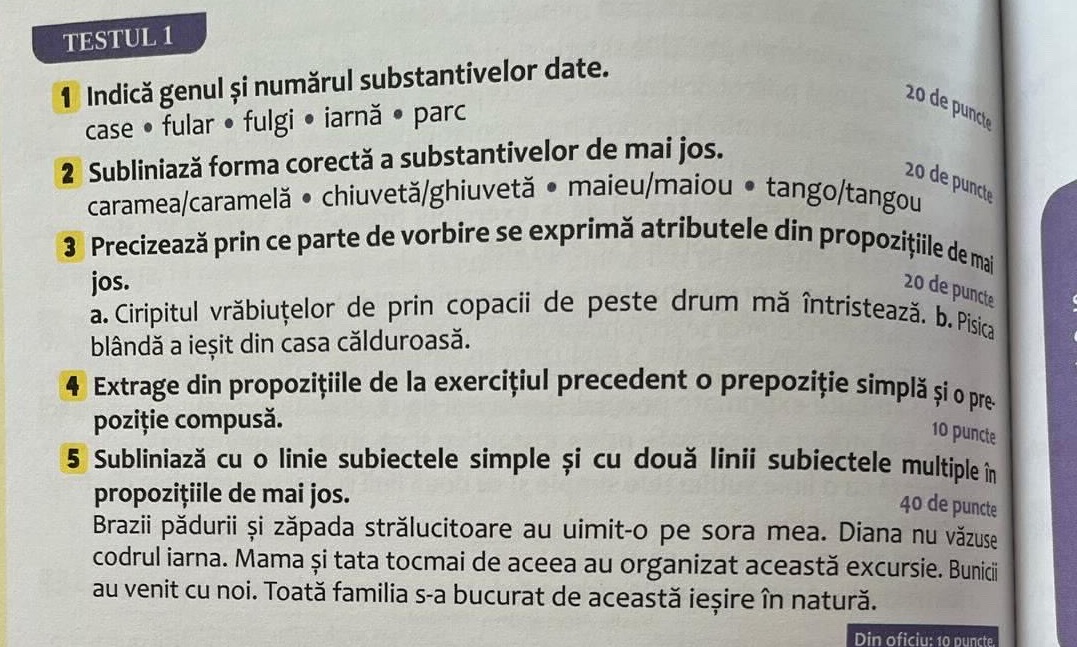 1 Indică genul și numărul substantivelor | StudyX