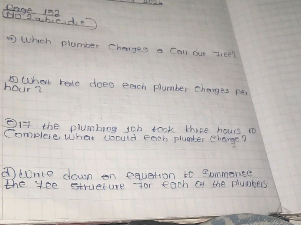 a) Which plumber charges a call out free? | StudyX
