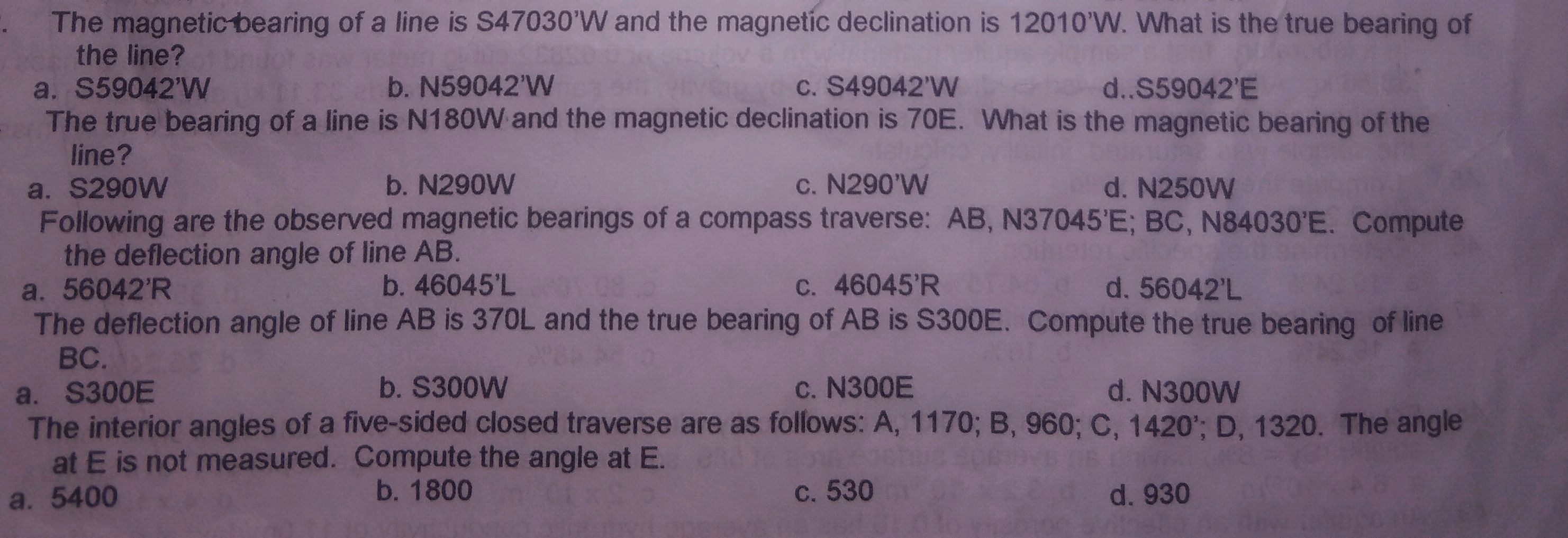 1. The magnetic bearing of a line is | StudyX